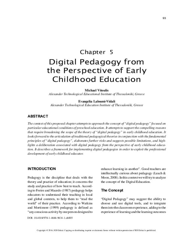 (PDF) Digital Pedagogy from the Perspective of Early Childhood Education