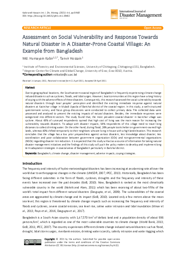 (PDF) Assessment on Social Vulnerability and Response Towards Natural ...
