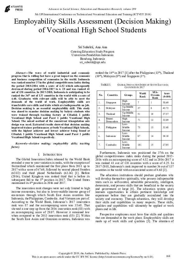 (PDF) Employability Skills Assessment (Decision Making) of Vocational ...