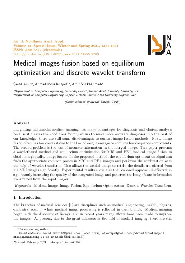 (PDF) Medical images fusion based on equilibrium optimization and ...