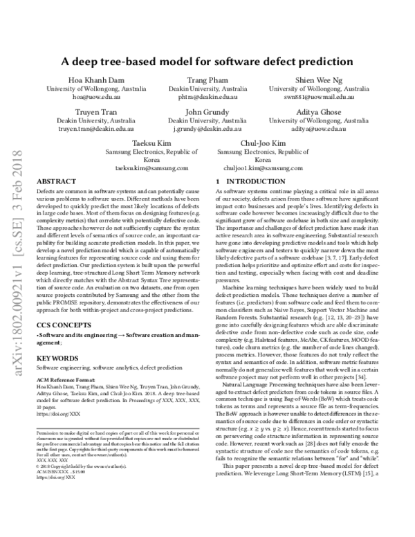 (PDF) A deep tree-based model for software defect prediction