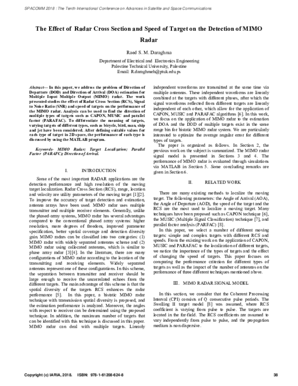 Pdf The Effect Of Radar Cross Section And Speed Of Target On The