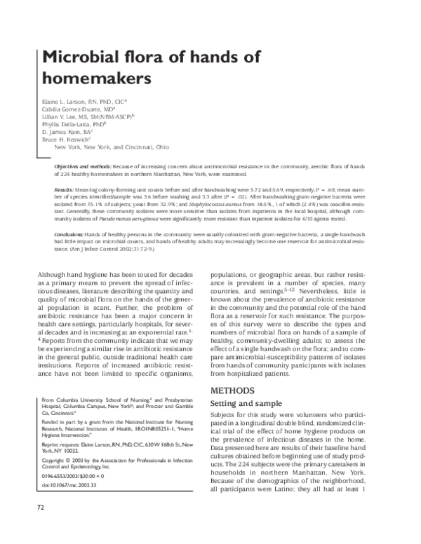(PDF) Microbial flora of hands of homemakers
