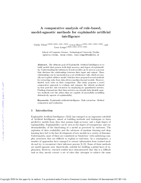 (PDF) A comparative analysis of rule-based, model-agnostic methods for explainable artificial ...