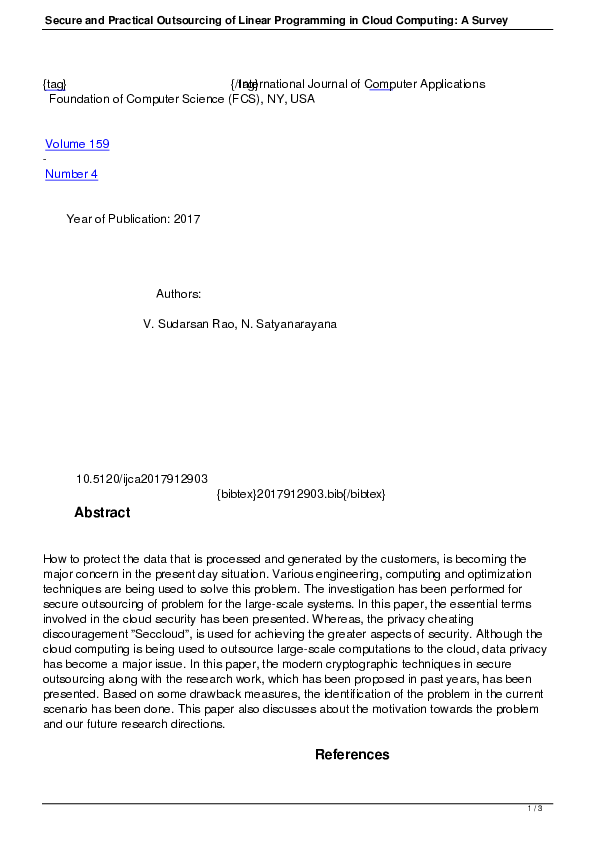 Pdf Secure And Practical Outsourcing Of Linear Programming In Cloud