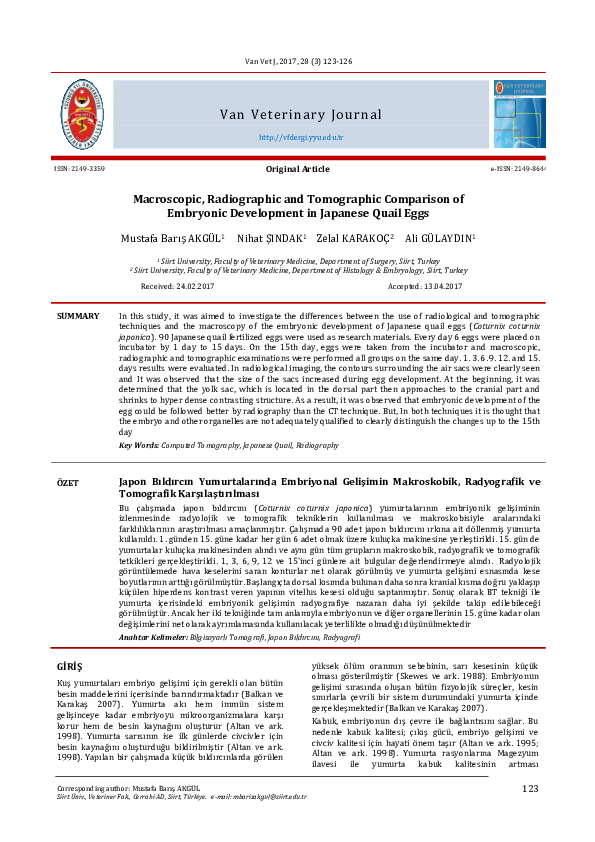 (PDF) Macroscopic, Radiographic and Tomographic Comparison of Embryonic ...