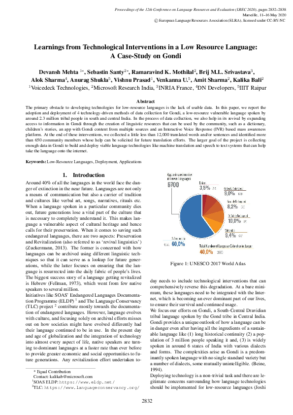 (PDF) Learnings from Technological Interventions in a Low Resource Language: A Case-Study on Gondi