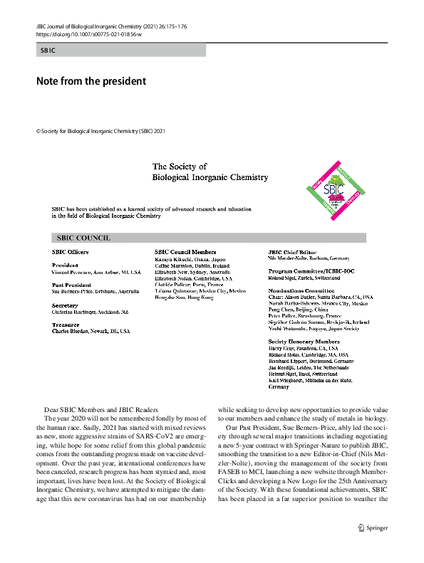 (PDF) Note from the President