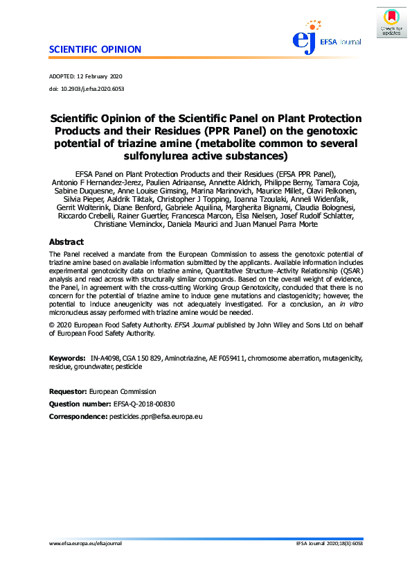 (PDF) Scientific Opinion of the Scientific Panel on Plant Protection ...