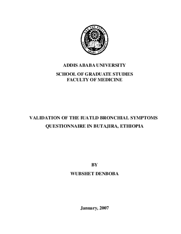 (PDF) Validation of the IUATLD Bronchial Symptoms Questionnaire in ...