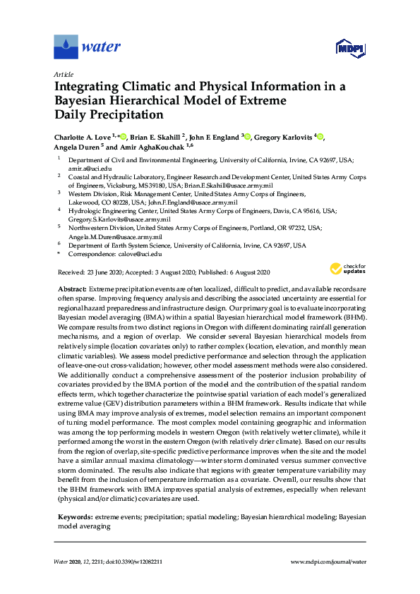Pdf Integrating Climatic And Physical Information In A Bayesian Hierarchical Model Of Extreme