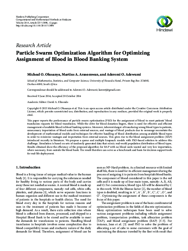 (PDF) A particle swarm optimization algorithm for optimal car-call allocation in elevator group ...