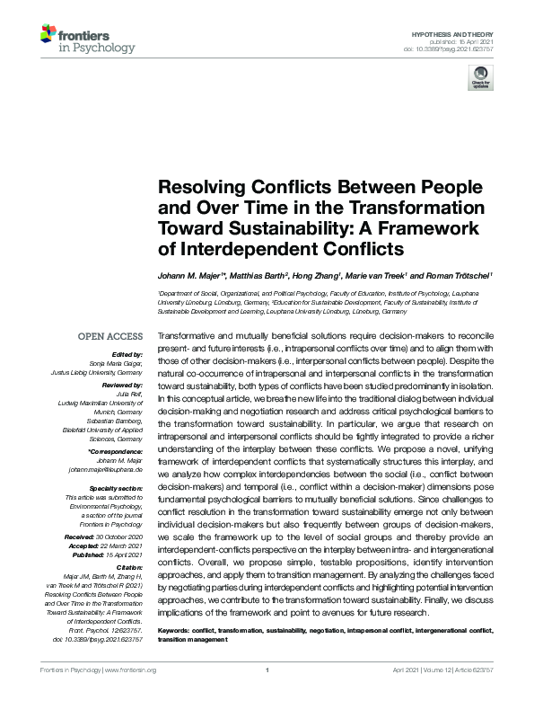 (PDF) Resolving Conflicts Between People and Over Time in the ...
