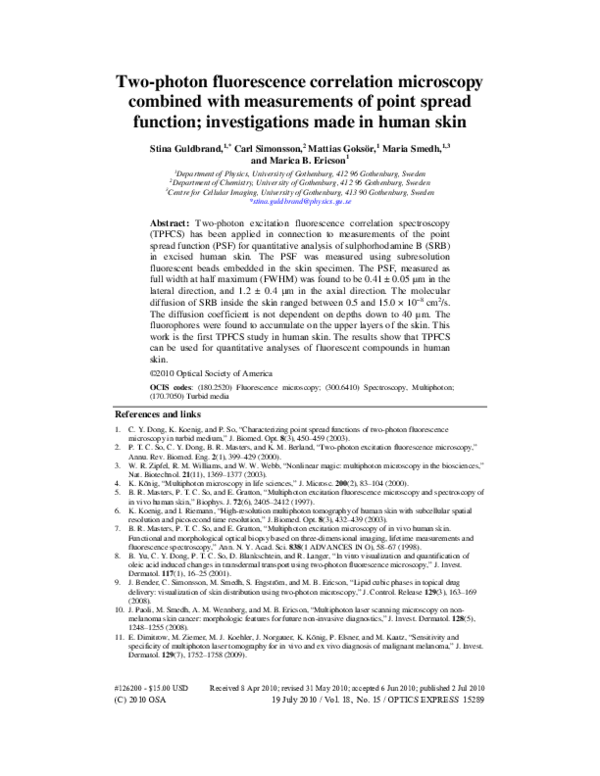 (PDF) Two-photon fluorescence correlation microscopy combined with ...