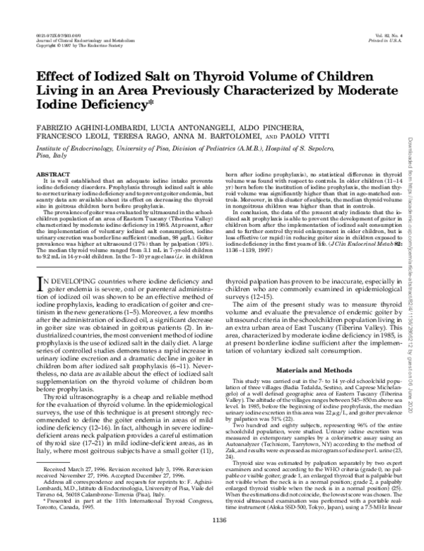 (PDF) Effect of Iodized Salt on Thyroid Volume of Children Living in an ...