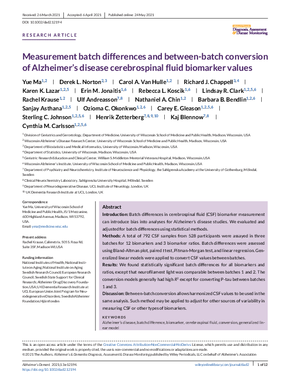 (PDF) Measurement batch differences and between‐batch conversion of ...