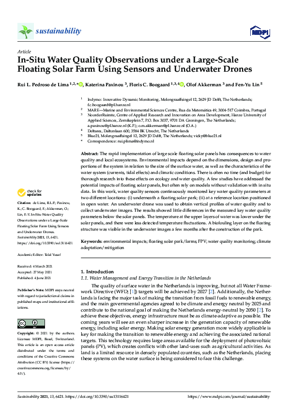 (PDF) In-Situ Water Quality Observations under a Large-Scale Floating ...