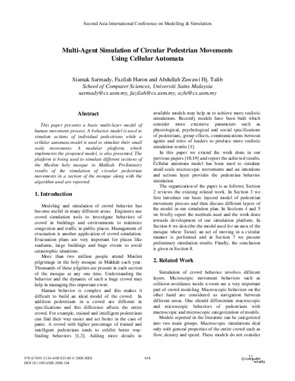 (PDF) Multi-Agent Simulation of Circular Pedestrian Movements Using Cellular Automata