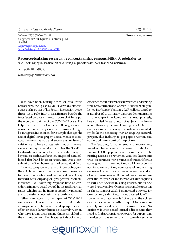 (PDF) Reconceptualising research, reconceptualising responsibility ...