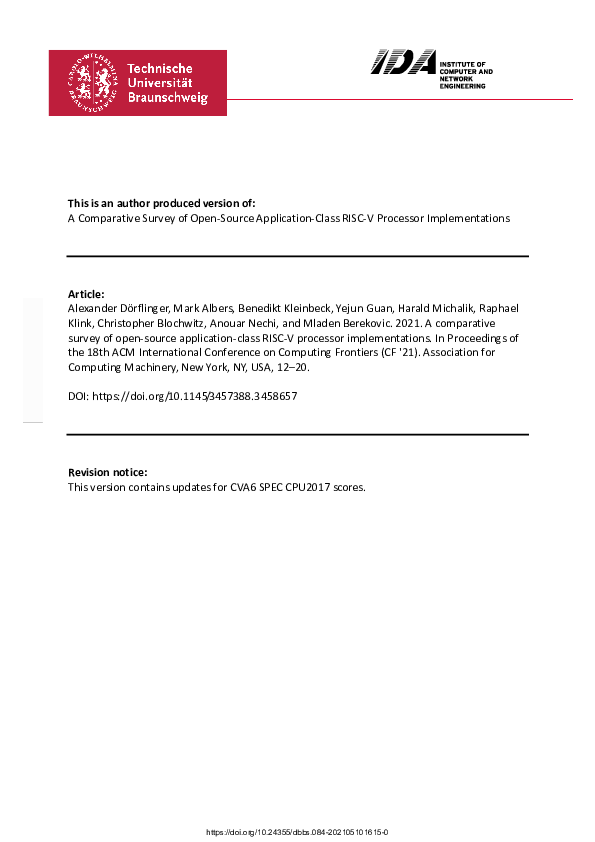 Pdf A Comparative Survey Of Open Source Application Class Risc V Processor Implementations
