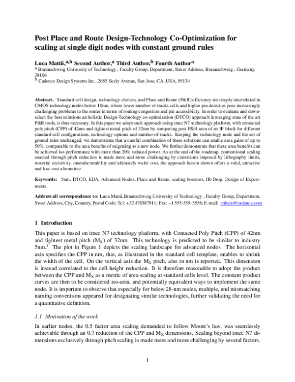 (PDF) Post place and route design-technology co-optimization for ...