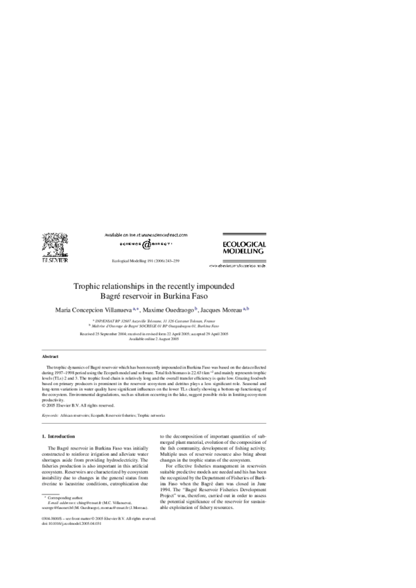(PDF) Trophic relationships in the recently impounded Bagré reservoir ...