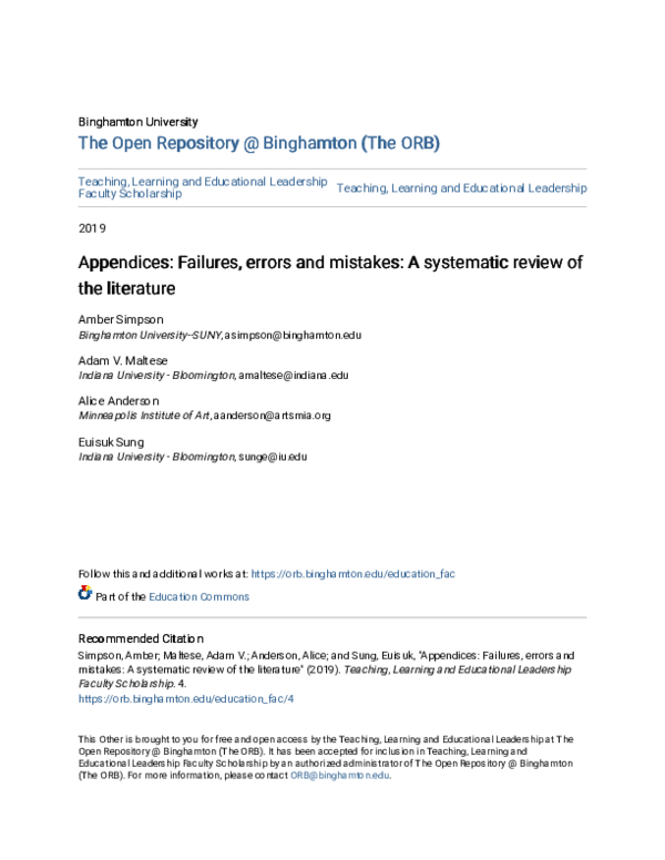 (PDF) Appendices: Failures, errors and mistakes: A systematic review of ...