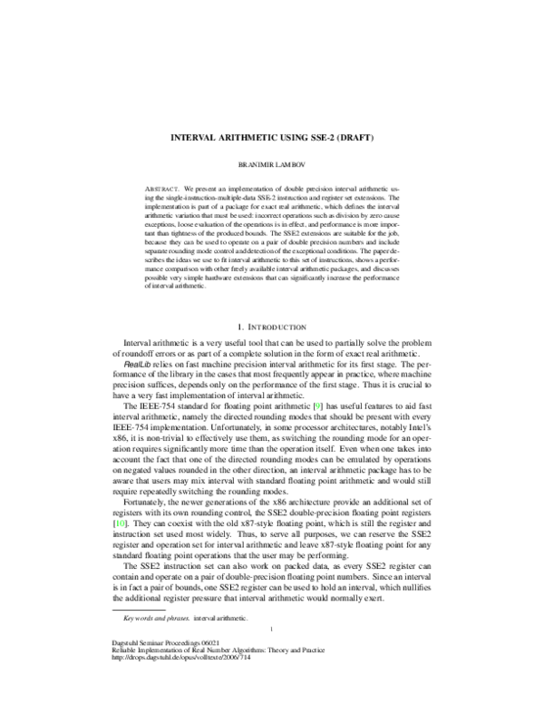 (PDF) Interval Subroutine Library Mission
