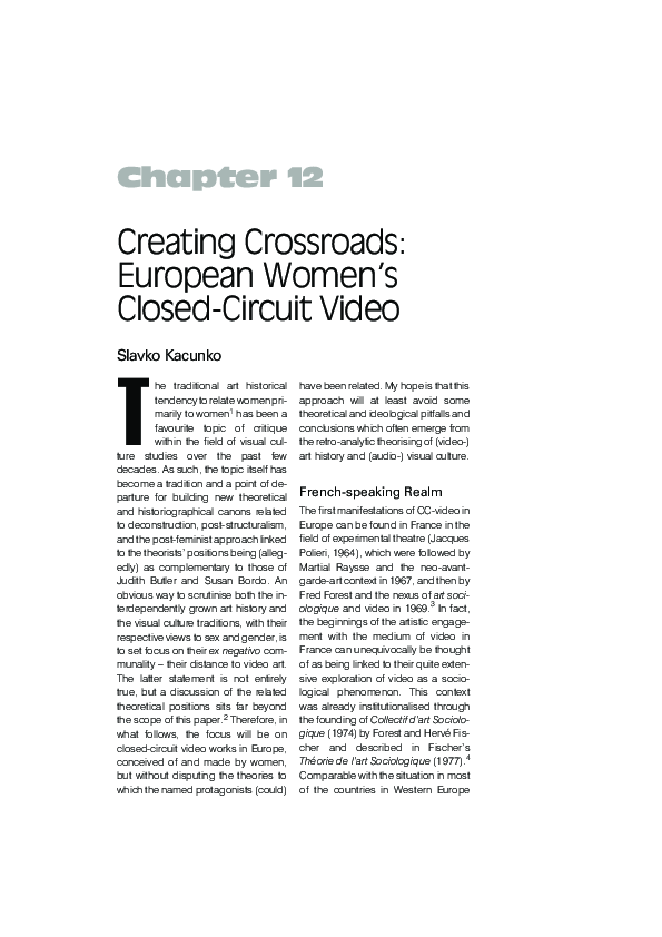 (PDF) Creating Crossroads: European Women's Closed-Circuit Video