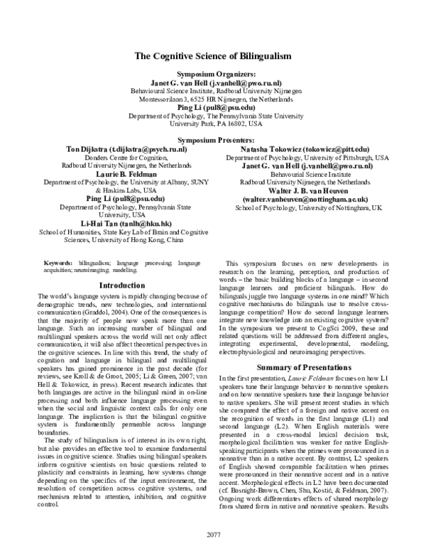 (PDF) The Cognitive Science of Bilingualism
