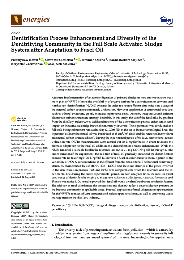 (PDF) Denitrification Process Enhancement and Diversity of the ...