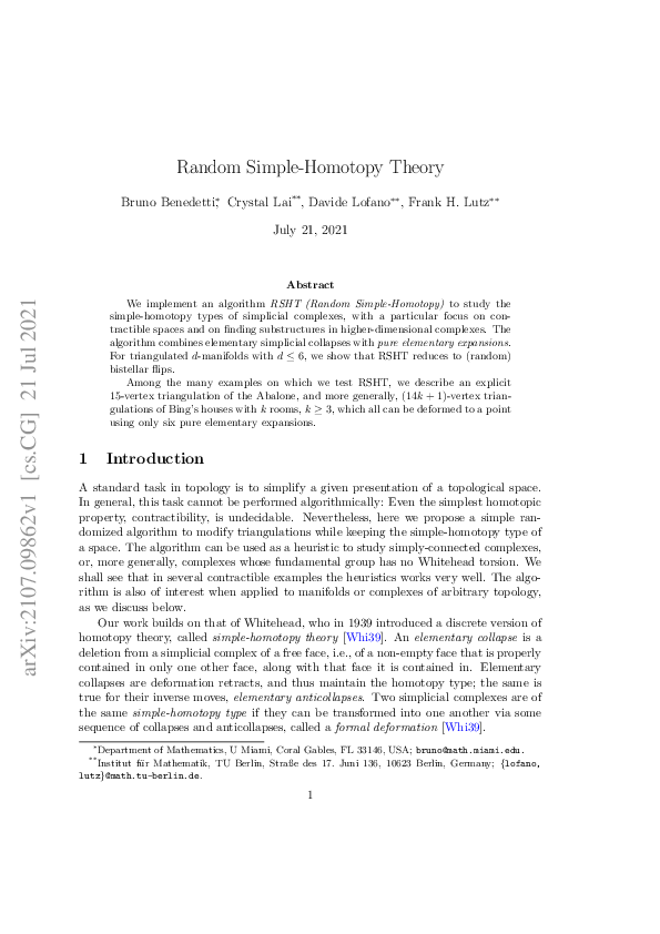 (PDF) Random Simple-Homotopy Theory