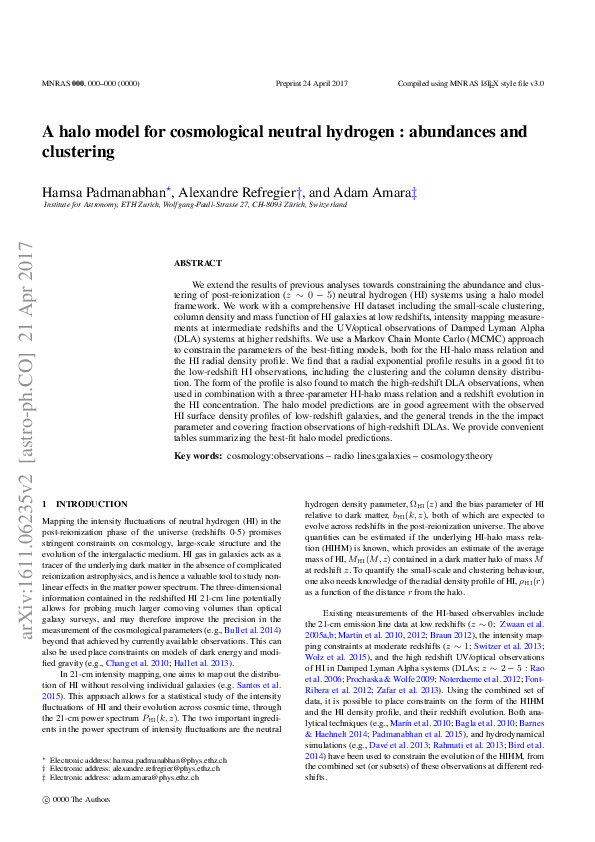 (PDF) Clustering and Abundance of Neutral Hydrogen