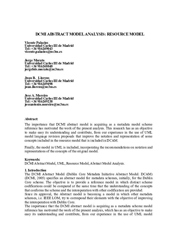 (PDF) DCMI Abstract Model Analysis: Resource Model | Jorge Morato - Academia.edu
