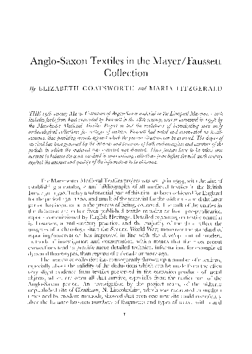 (PDF) Anglo-Saxon Textiles in the Mayer/Faussett Collection