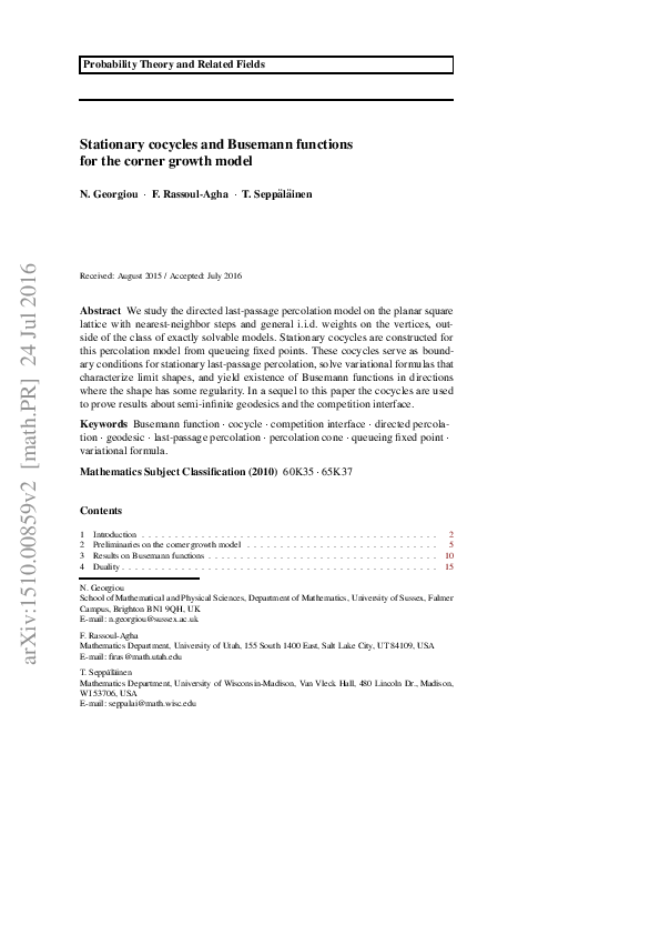 (PDF) Stationary cocycles and Busemann functions for the corner growth ...