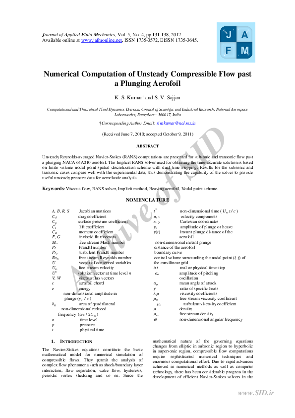 (PDF) Numerical Computation of Unsteady Compressible Flows with Very Low Mach Numbers