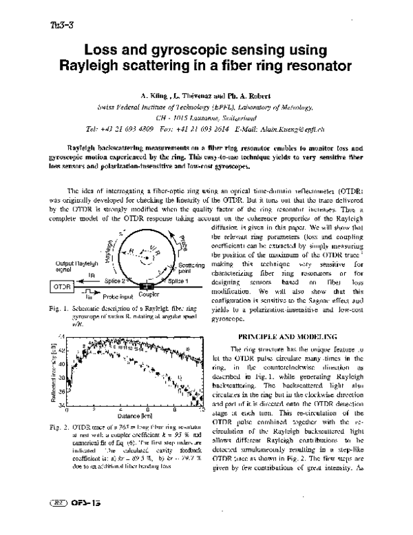 (PDF) Loss and gyroscopic sensing using Rayleigh scattering in a fiber ...