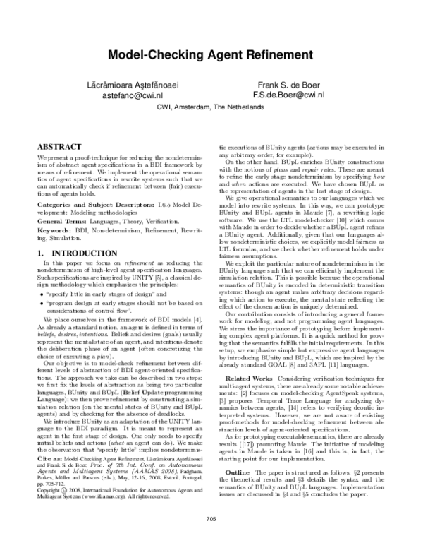 (PDF) Model-checking agent refinement
