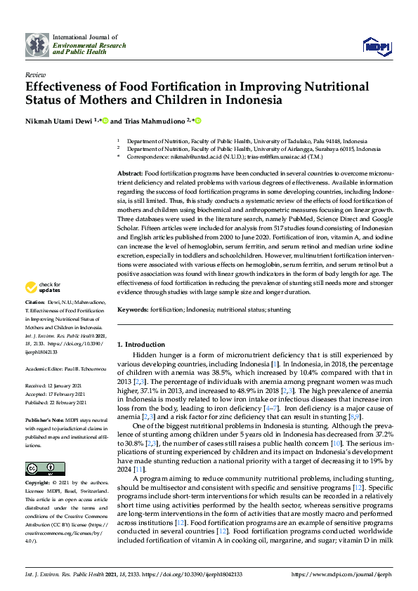 (PDF) Effectiveness of Food Fortification in Improving Nutritional ...