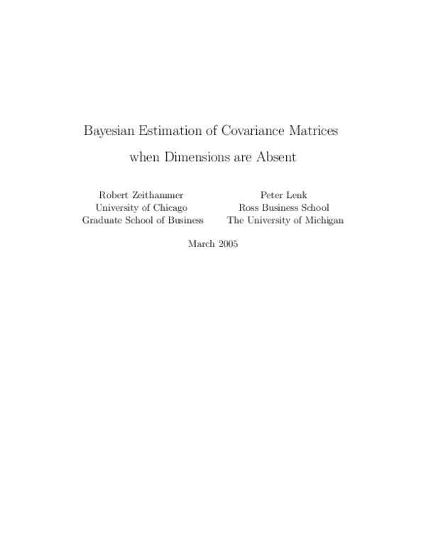 Pdf Bayesian Estimation Of Multivariate Normal Models When Dimensions