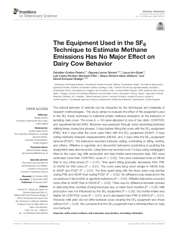 (PDF) The Equipment Used in the SF6 Technique to Estimate Methane ...
