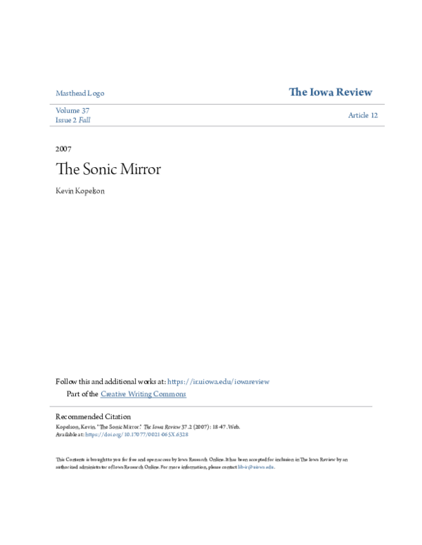 (PDF) The Sonic Mirror