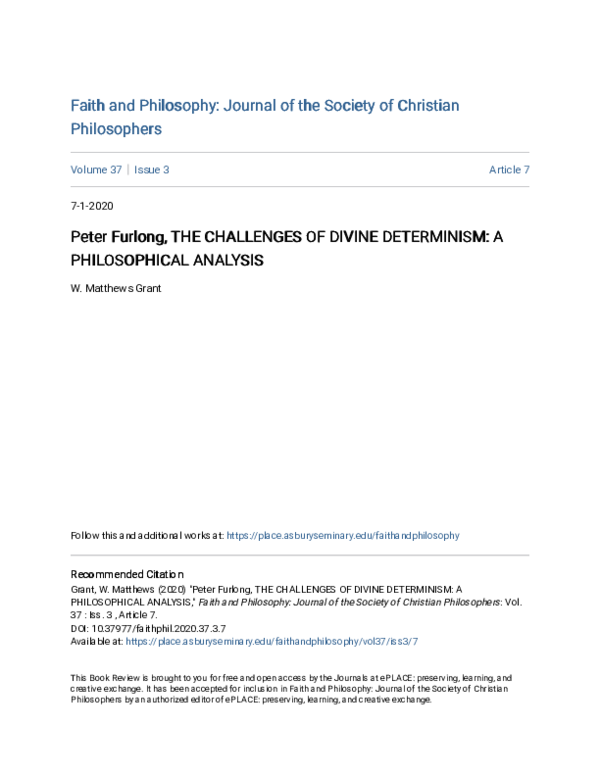 (PDF) The Challenges of Divine Determinism