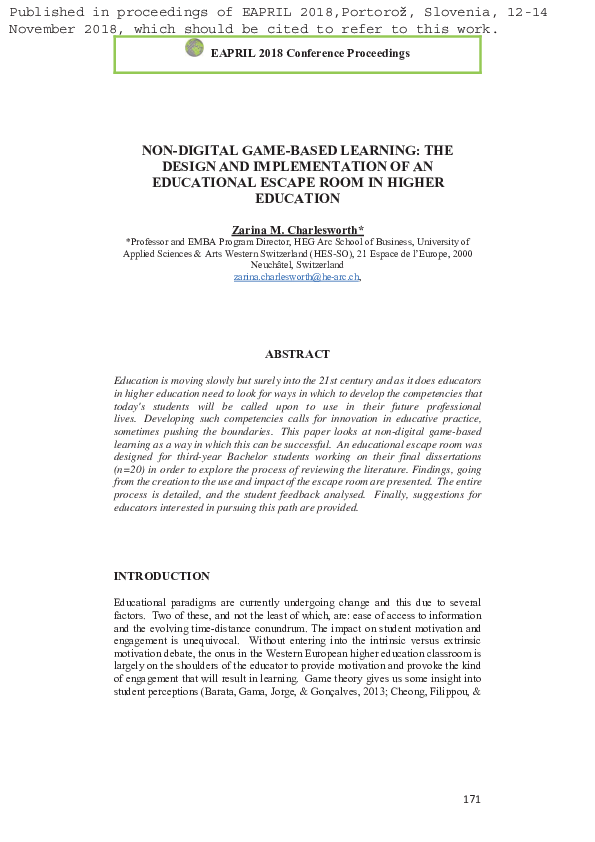 (PDF) Non-digital game-based learning