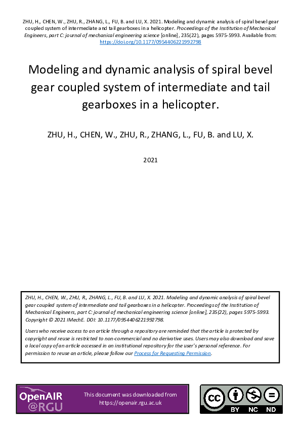 (PDF) Modeling and dynamic analysis of spiral bevel gear coupled system ...