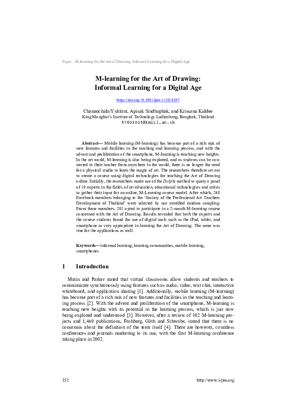 (PDF) M-learning for the Art of Drawing: Informal Learning for a ...