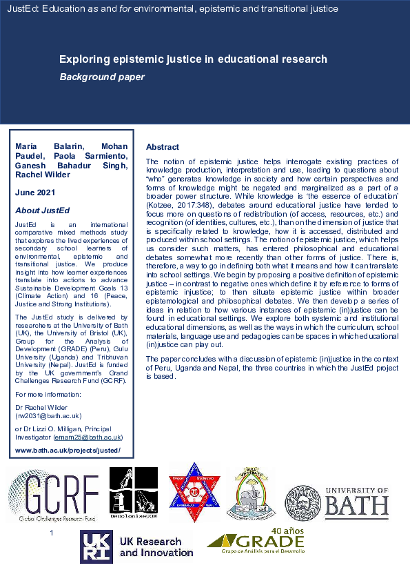 (PDF) Exploring epistemic justice in educational research