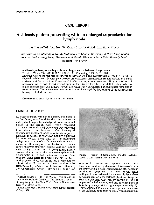 (PDF) A silicosis patient presenting with an enlarged supraclavicular ...