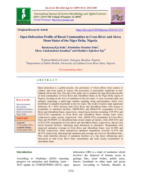 (PDF) Open Defecation Profile of Rural Communities in Cross River and ...